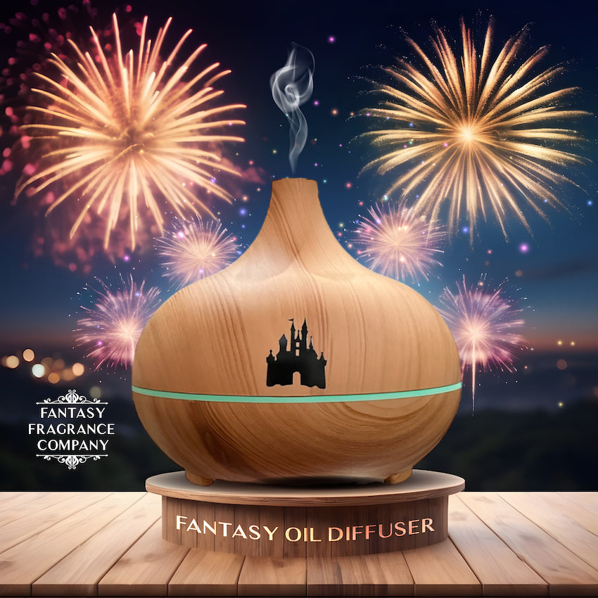 Room Diffuser with Engraved Castle Light Wood